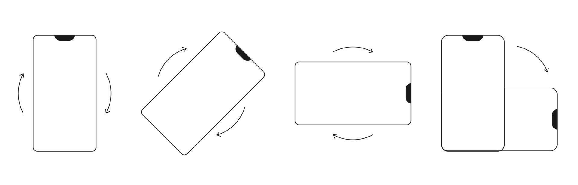 Rotate Mobile Phone Icon Rotation Symbol With Arrows Set Turn Device Screen Ui Button Web