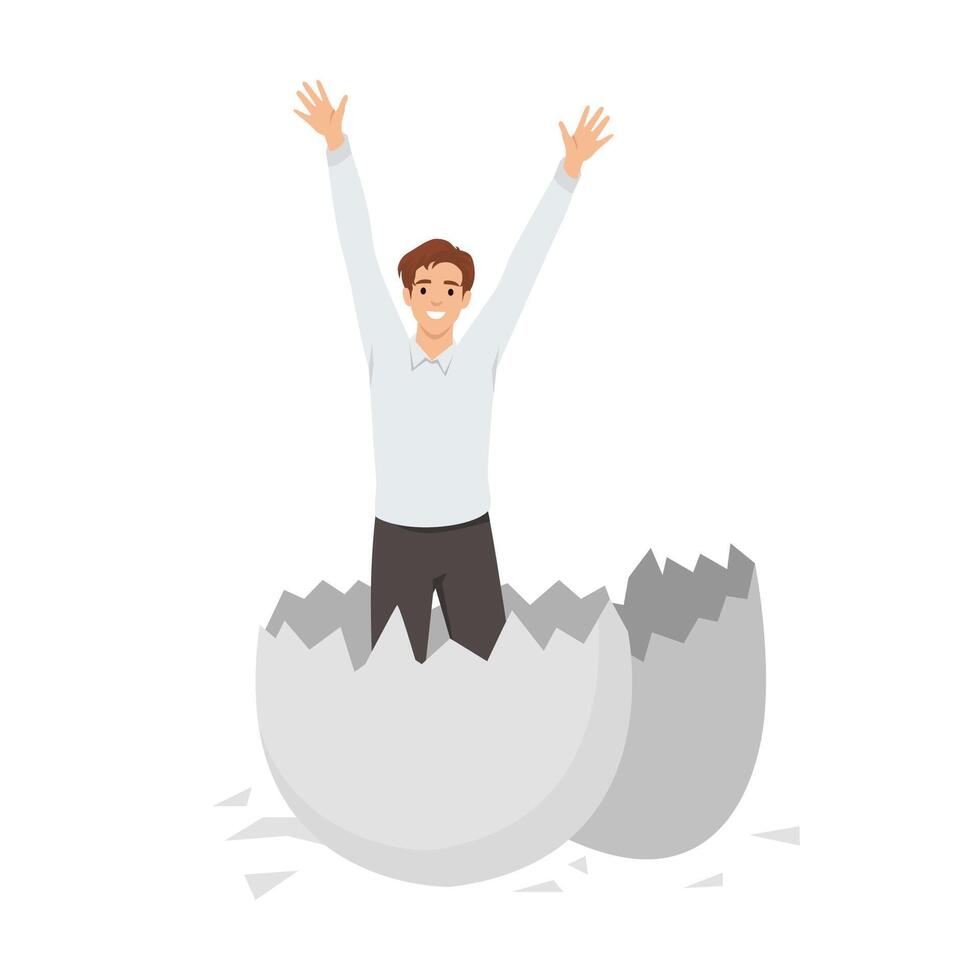 Breaking Free and New Beginnings. Man Breaking Out of the Shell. 54990208 Vector Art at Vecteezy