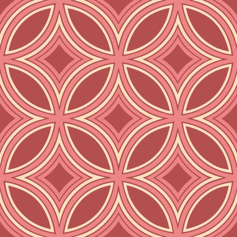 Abstract Geometric Red and Beige Interlocking Circles Pattern Design ...