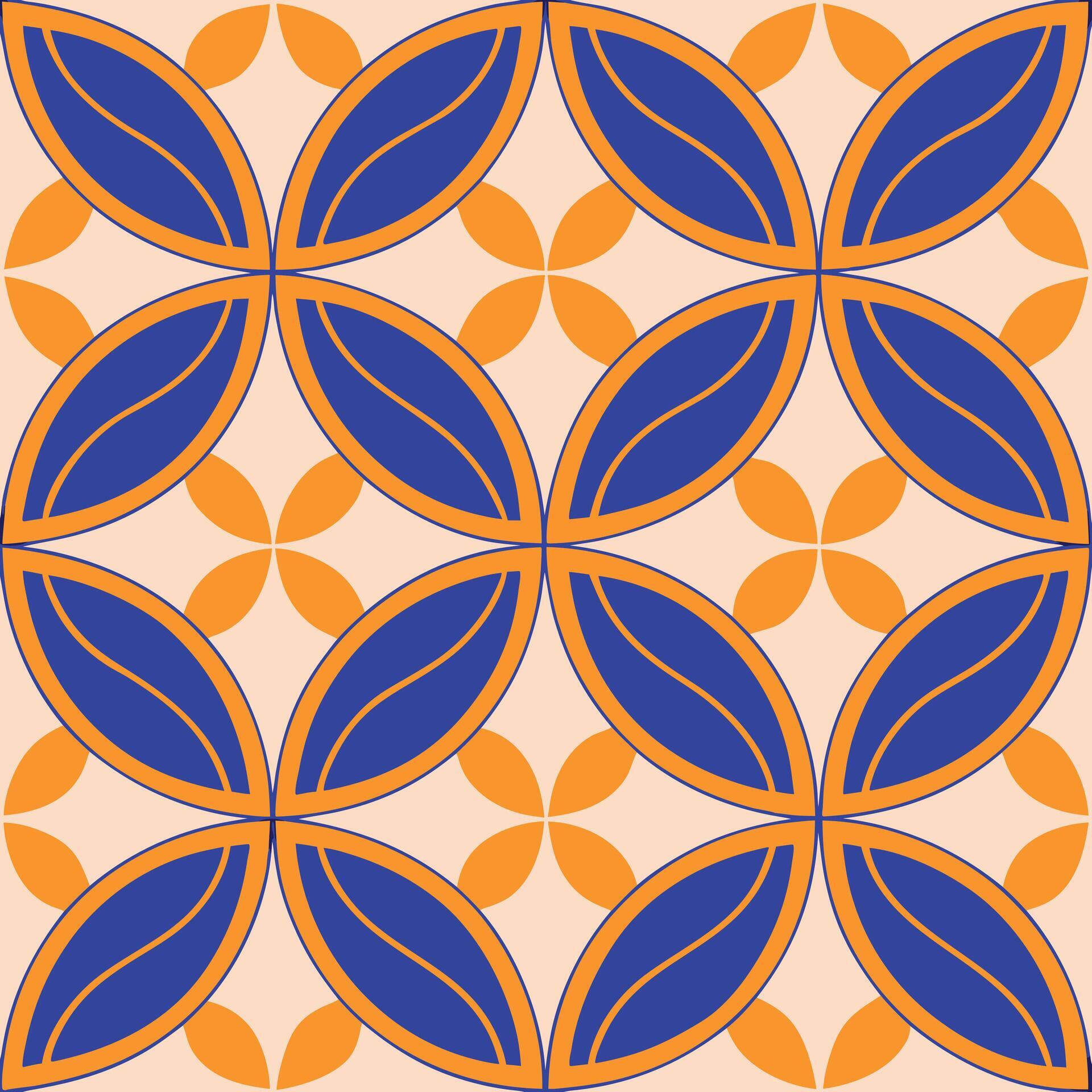 Abstract Geometric Tile Pattern Orange Blue Floral Design 54991261 Vector Art At Vecteezy