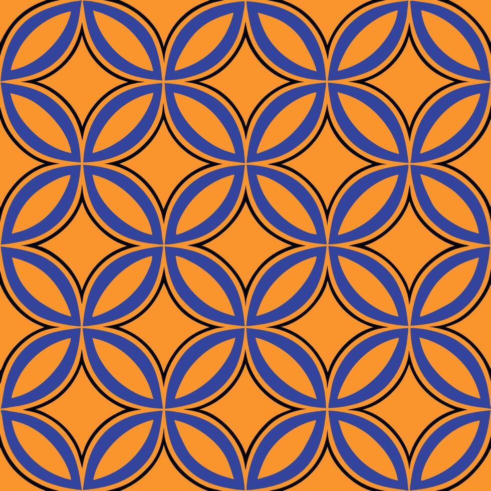 Abstract Geometric Orange Blue Interlocking Circles Pattern Design