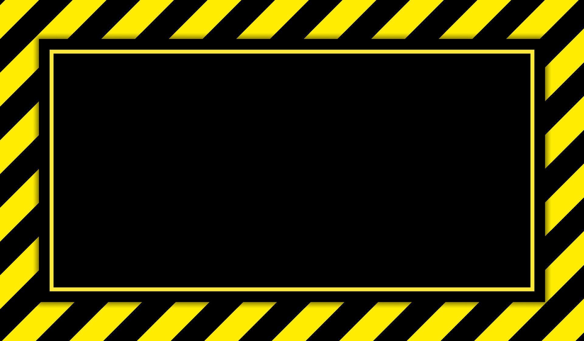 Black Background with Yellow Hazard Striped Border, Warning Frame ...