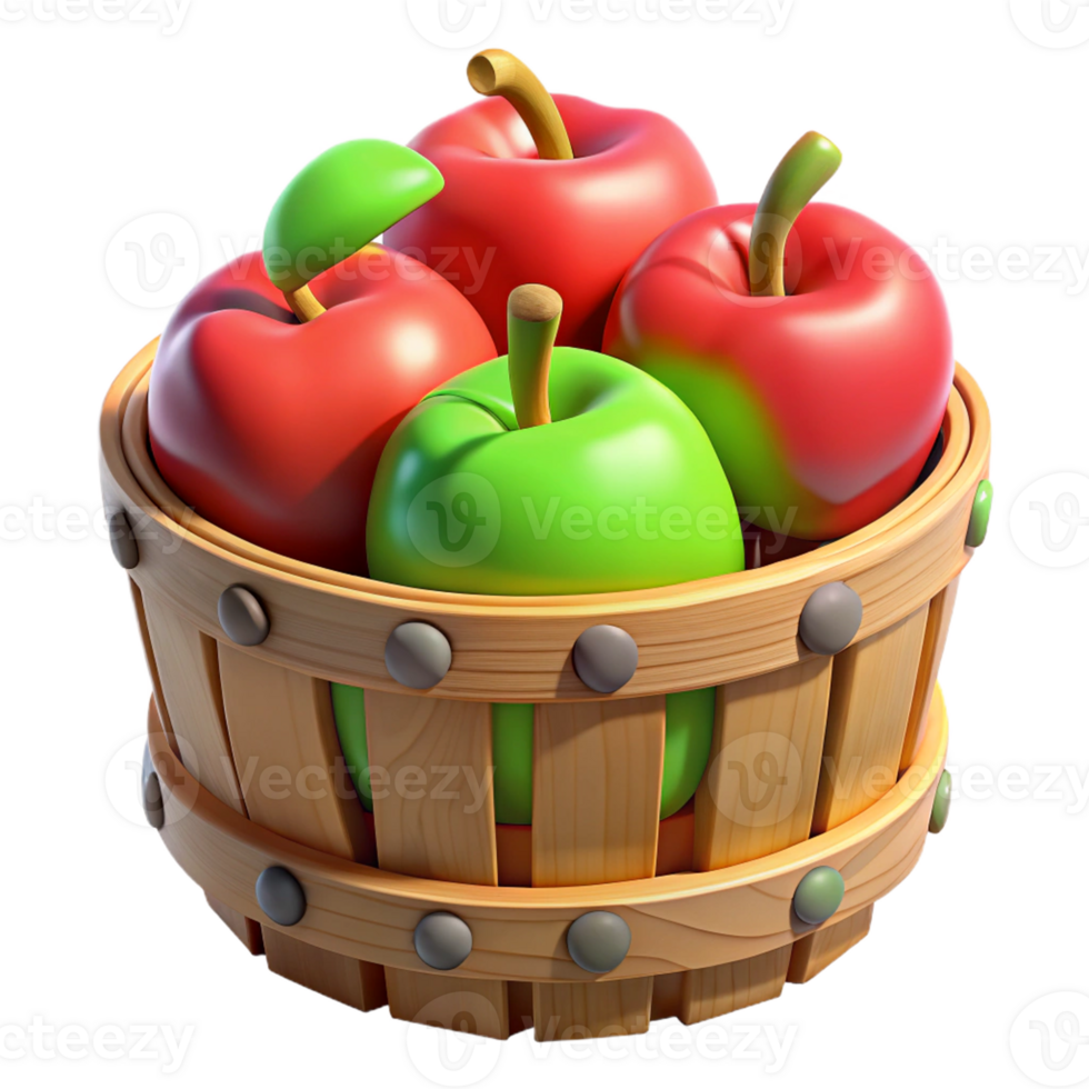 Autumn harvest basket with fresh fruit 55000062 PNG