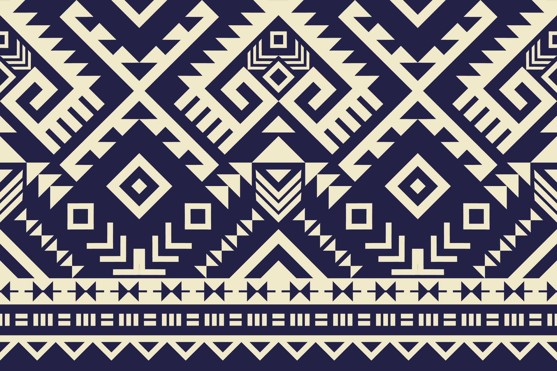 Geometric ethnic pattern. Dark blue and light yellow background. Aztec ...