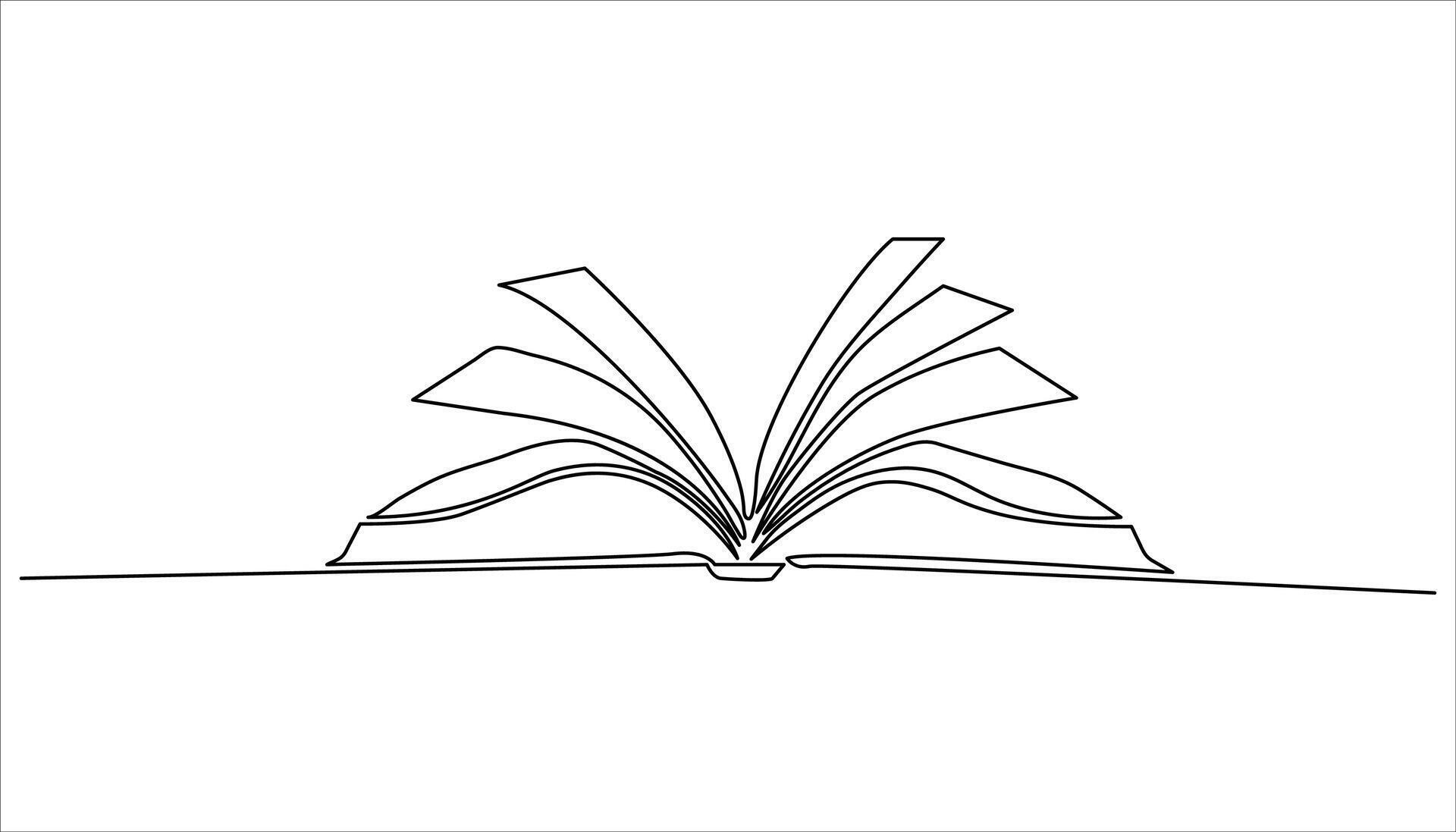 Open book continuous one line drawing illustration. Education, idea ...