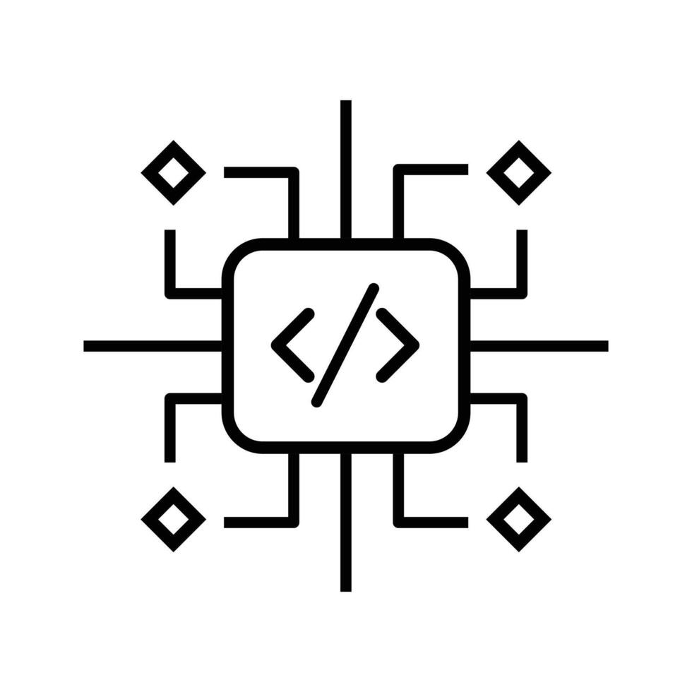 Microchip with Code Line Art Icon for Software Development, Programming ... Microchip with Code Line Art Icon for Software Development, Programming ...