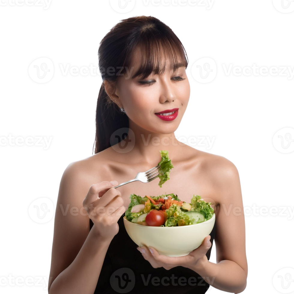 asian woman eating salad 55027246 PNG