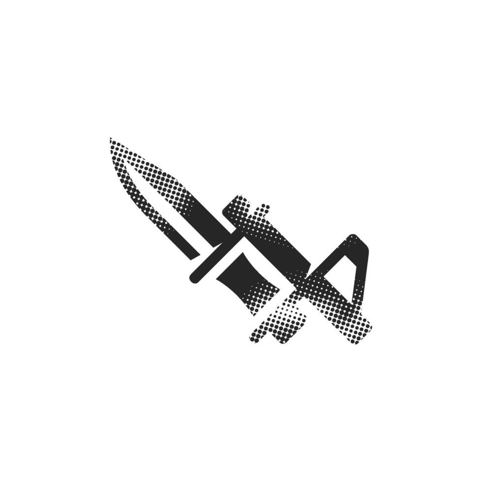 Bayonet knife icon in halftone style. Black and white monochrome illustration. 55034179 Vector ...