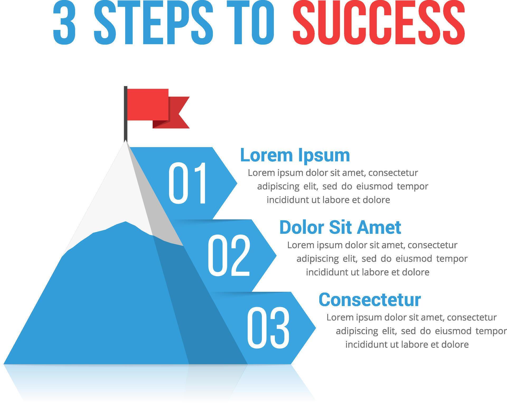 3 Steps to success infographics, leadership or motivation concept ...