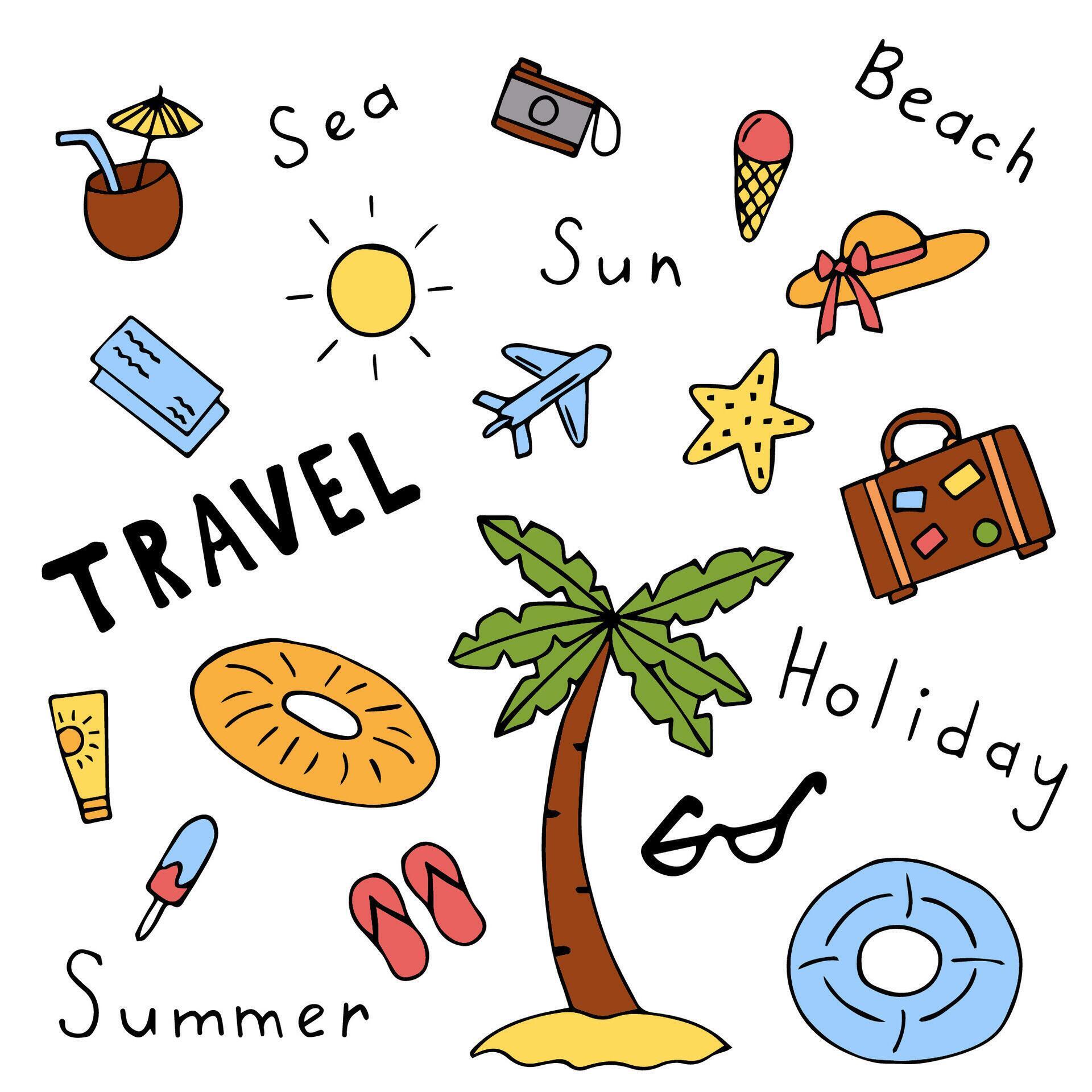 color travel set 55052628 Vector Art at Vecteezy