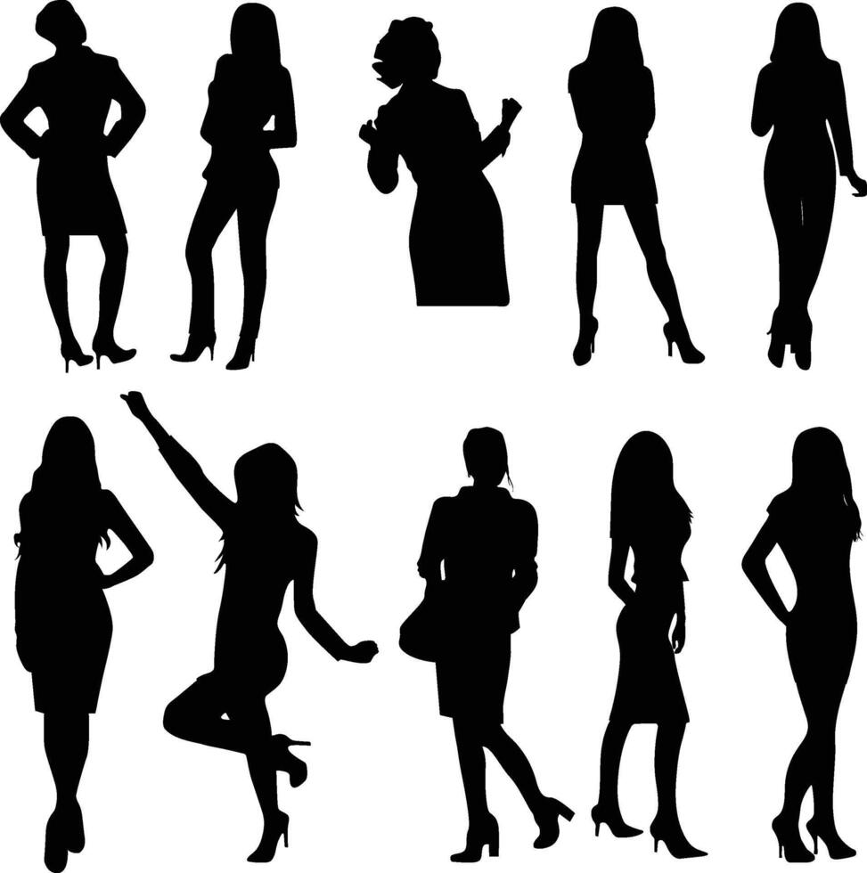 Official woman silhouette set 55055941 Vector Art at Vecteezy