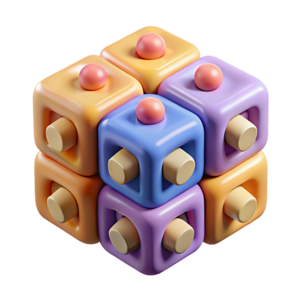 Abstract 3d Colorful Cube Puzzle Interlocking Geometric Shapes 55060254 Png