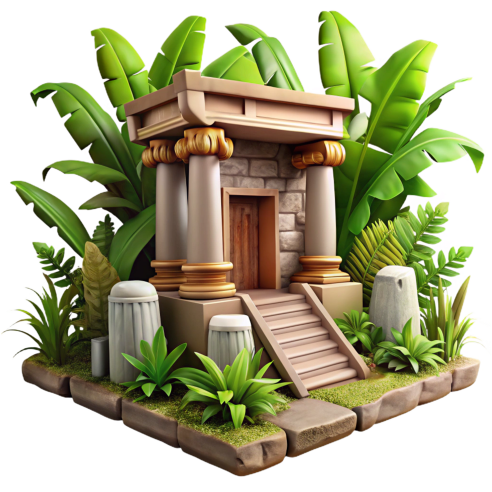 Jungle Temple Ancient Stone Structure With Lush Foliage 55060483 Png
