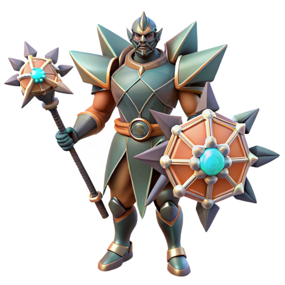 Fantasy Warrior Mighty Shield, Star-Spiked Mace 55060650 PNG