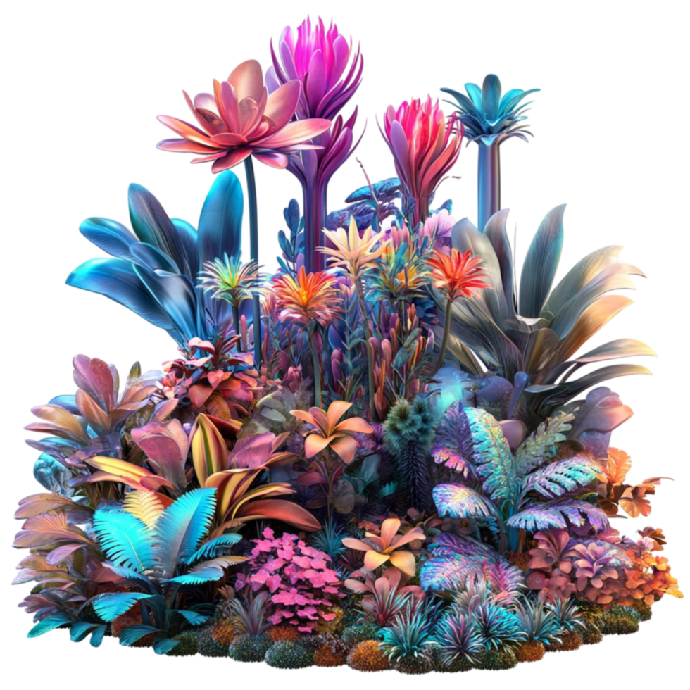 Brightly Colored Flower Garden with Fresh Plants on Transparent ...