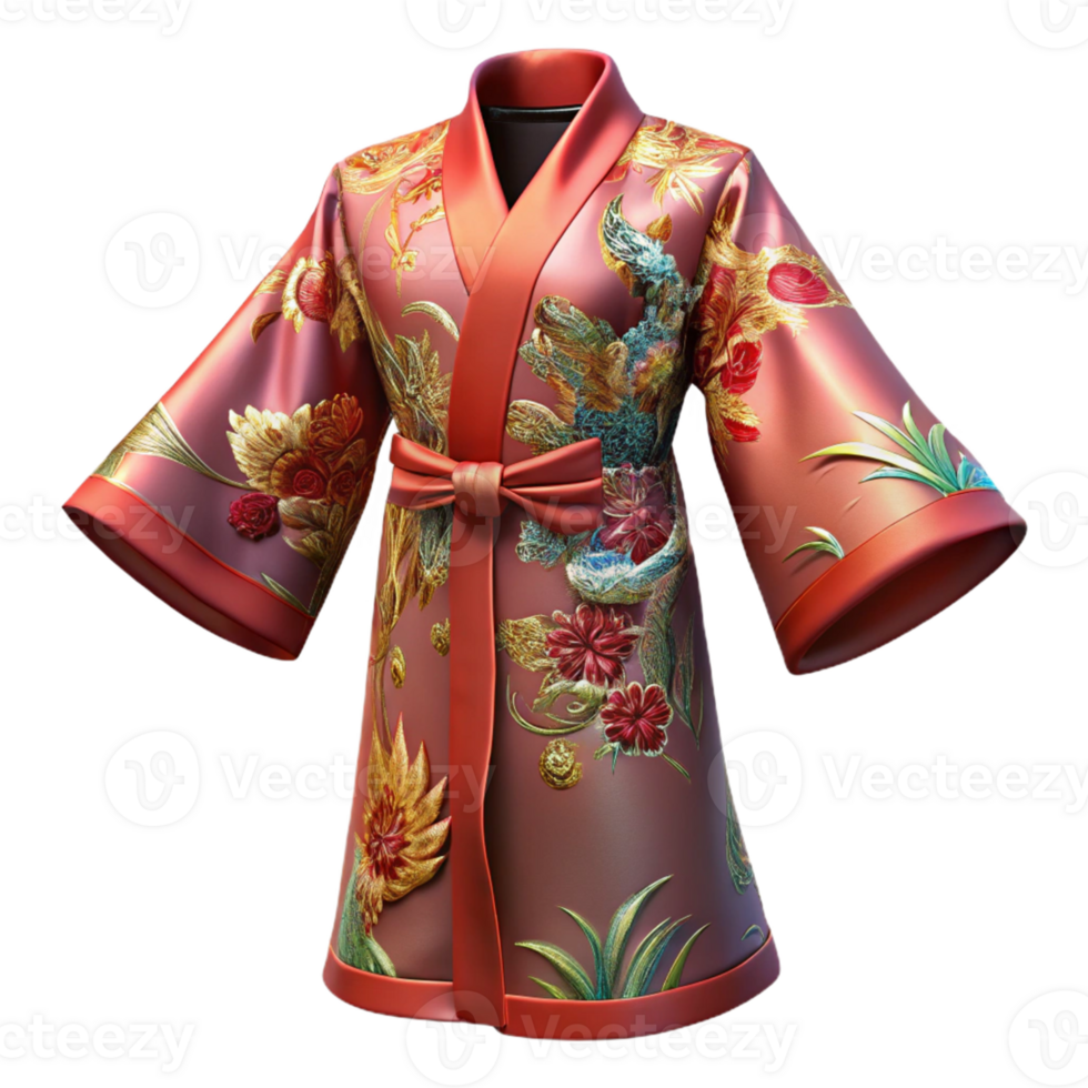 Floral Embroidered Kimono Robe 55063482 Png