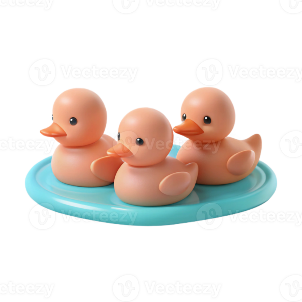 Three Cute Rubber Ducks on a Plate 55063708 PNG