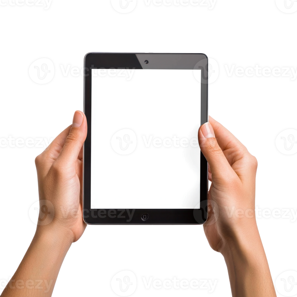 Hands Using tablet white screen isolate on transparent background ... Hands Using tablet white screen isolate on transparent background ...