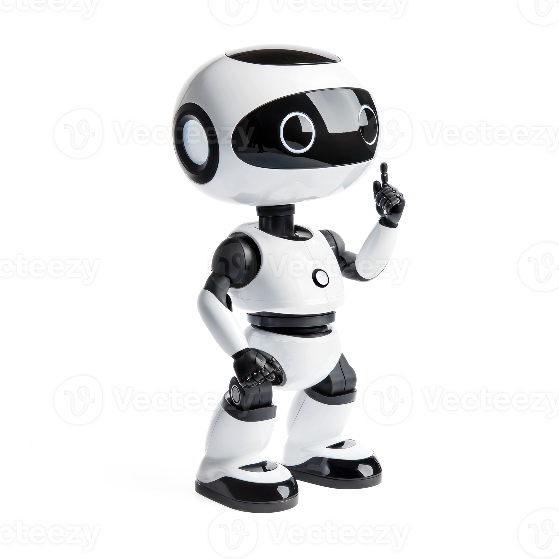 Portrait of Ai robot thinking hand gesture, sleek modern technology, standing isolate on ...