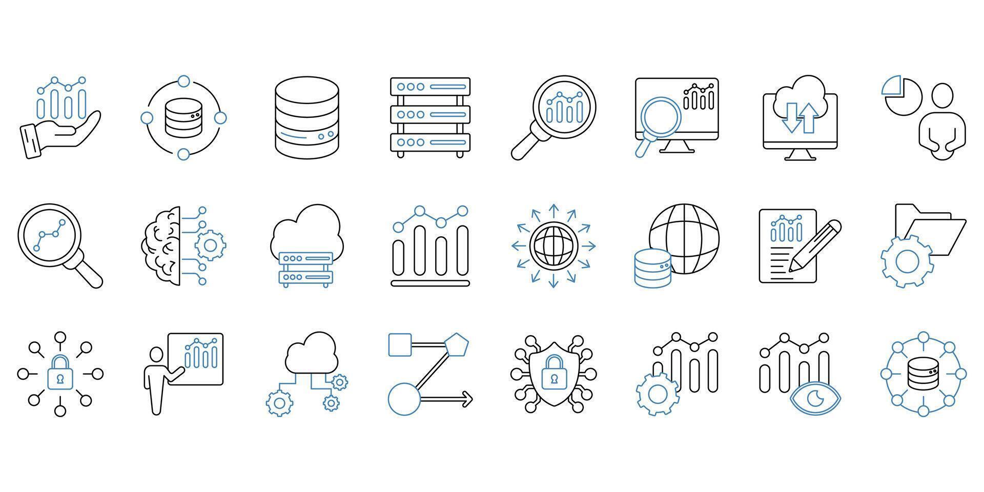 Data analytics Set of editable stroke icons.Set of Data analytics ...