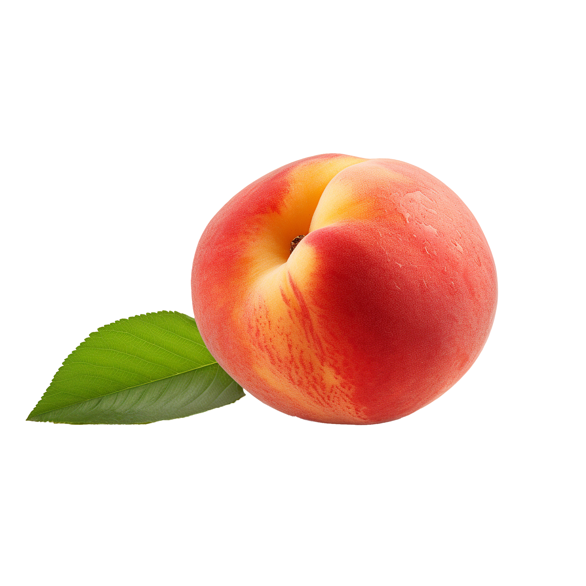 Ripe peach with green leaf fresh fruit juicy summer delicious healthy ...