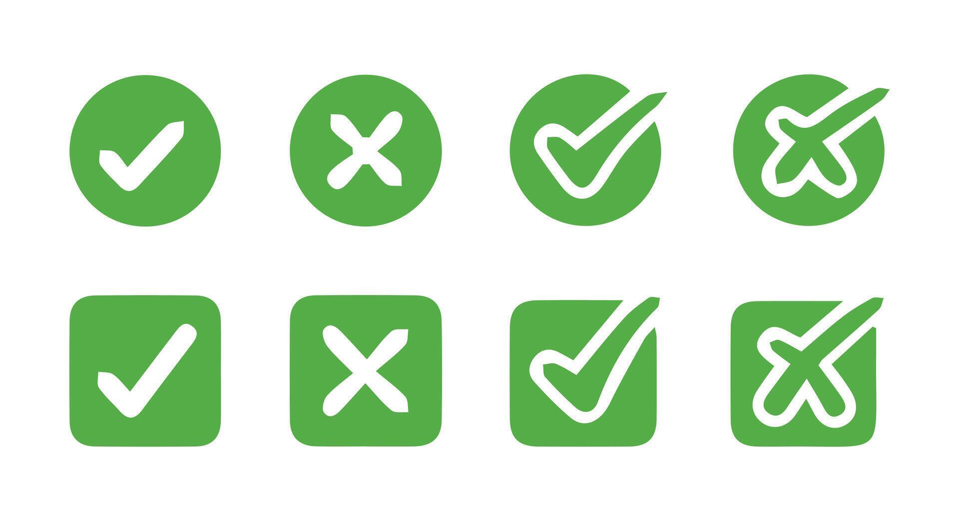 Check mark icon button set. Check box icon with right and wrong buttons and yes or no checkmark ...