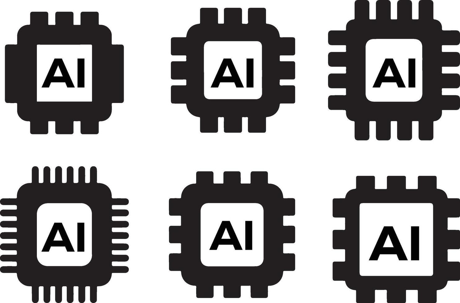 Artificial intelligence AI processor chip icon symbol. AI system icon illustration . stock ...