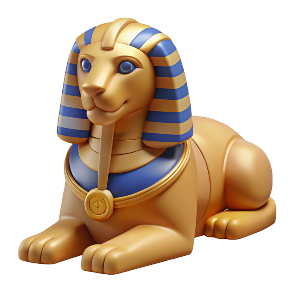 3D Render of a Golden Egyptian Sphinx with Blue 55079190 PNG