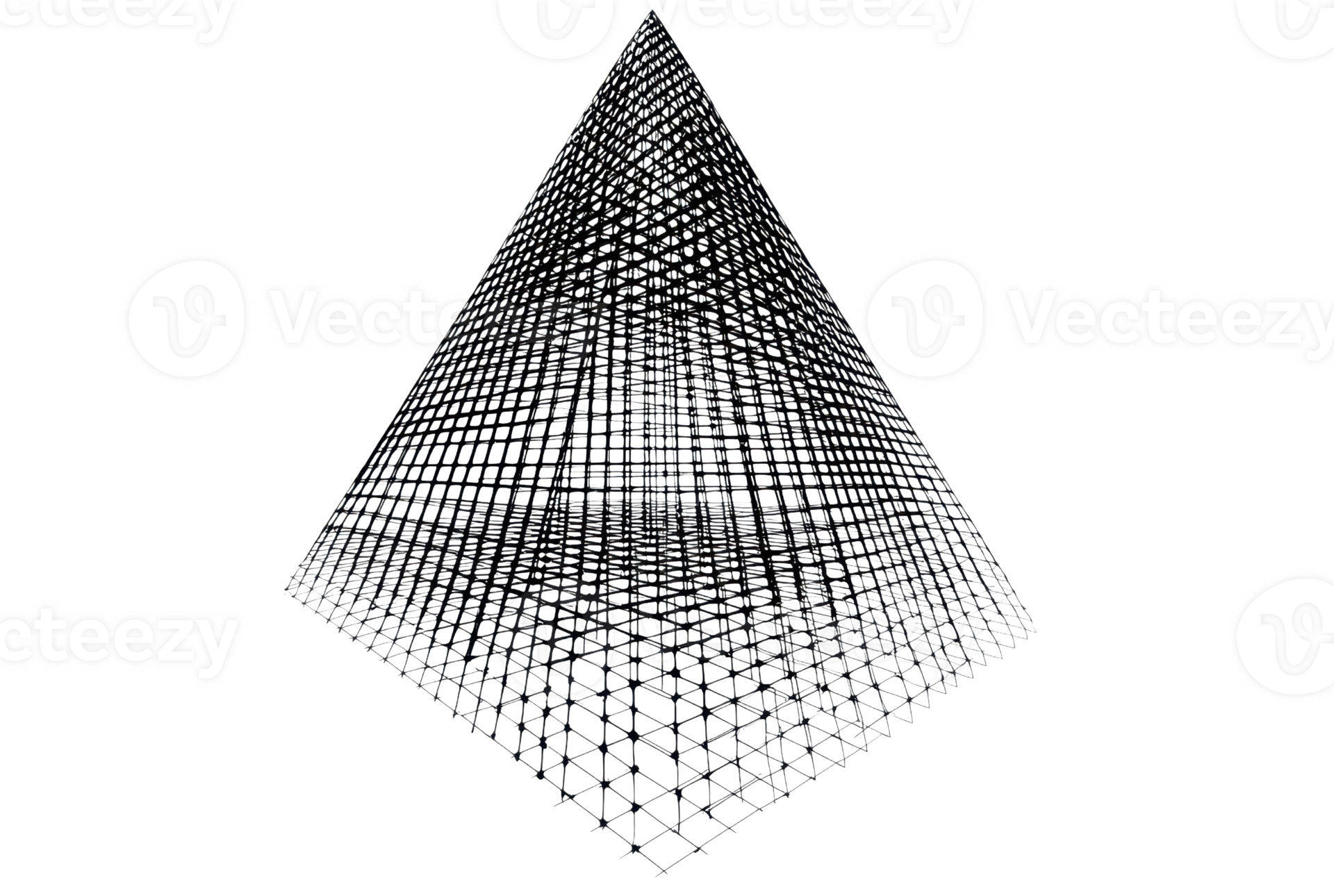 Abstract metal pyramid structure with intricate design, showcasing geometric patterns and ...