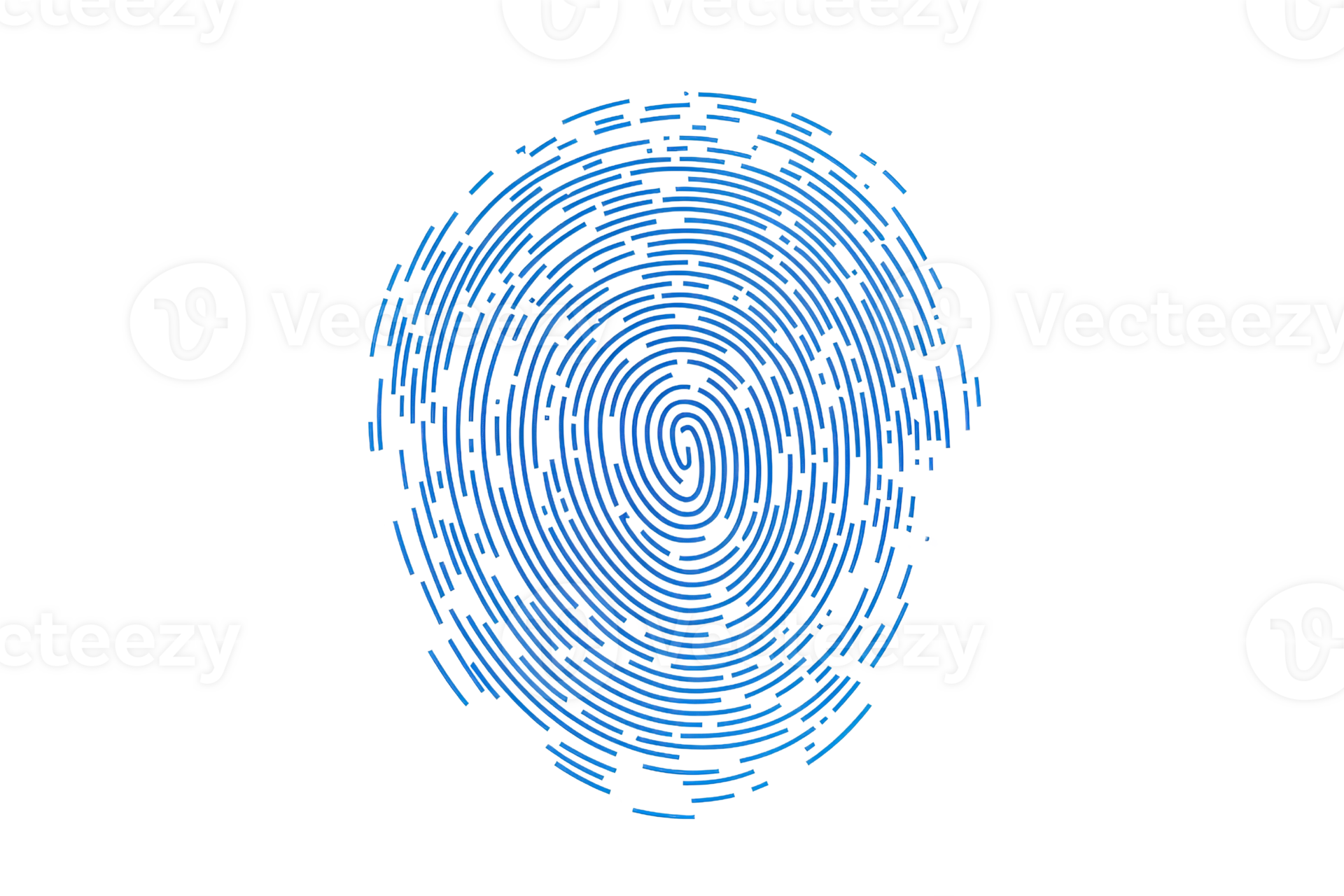Digital blue fingerprint illustration representing identity verification, security, biometrics ...