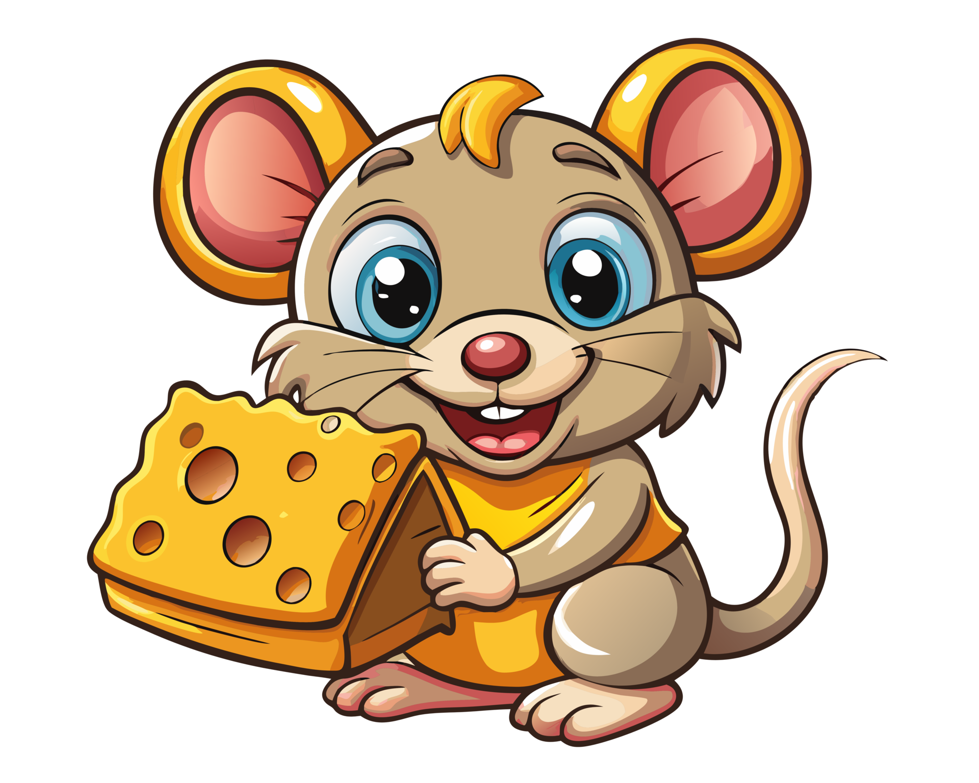 Charming mouse holding cheese proudly 55086306 PNG