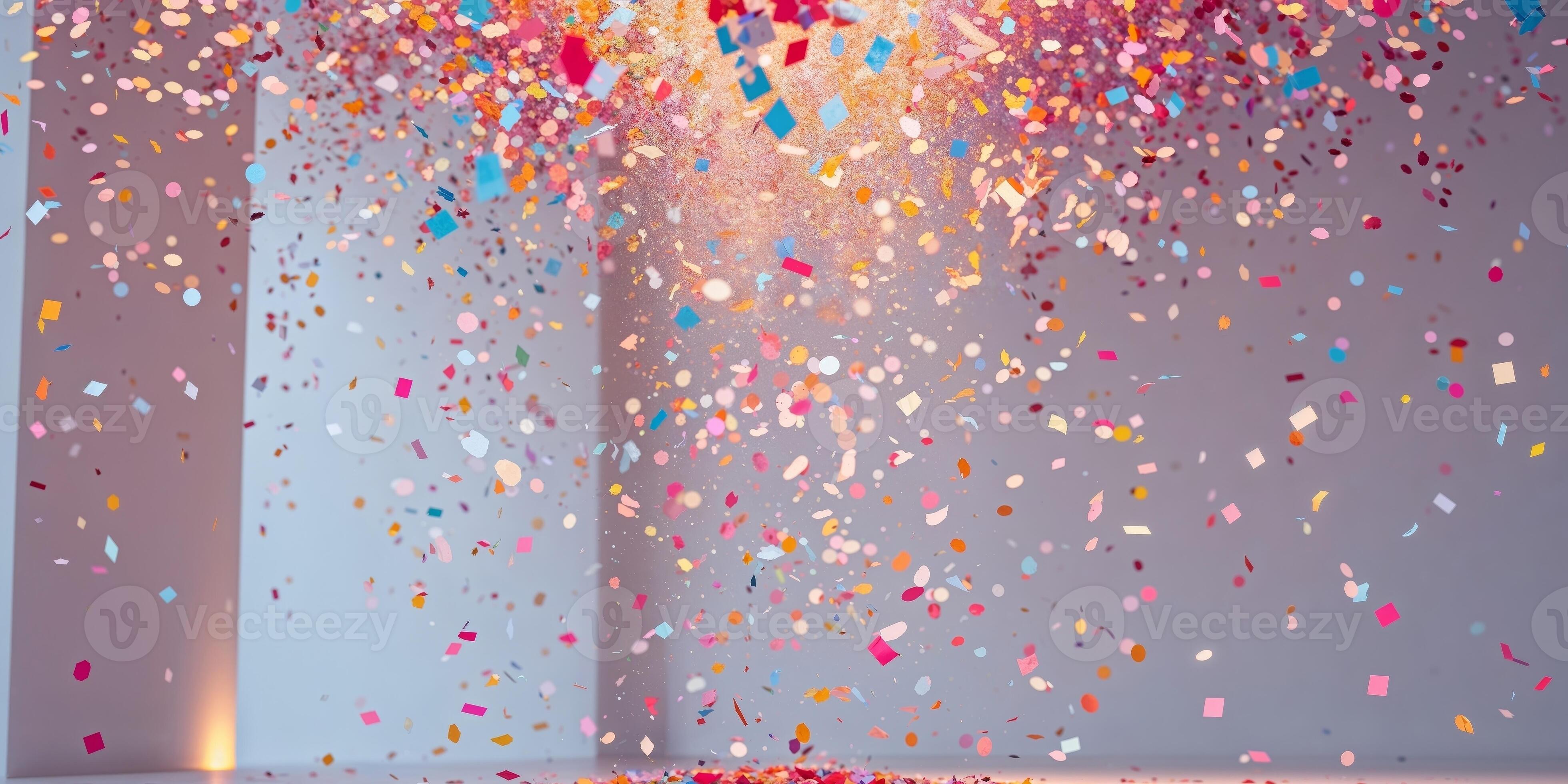 Joyful celebration with colorful confetti shower indoor setting gigapixel standard vibrant ...