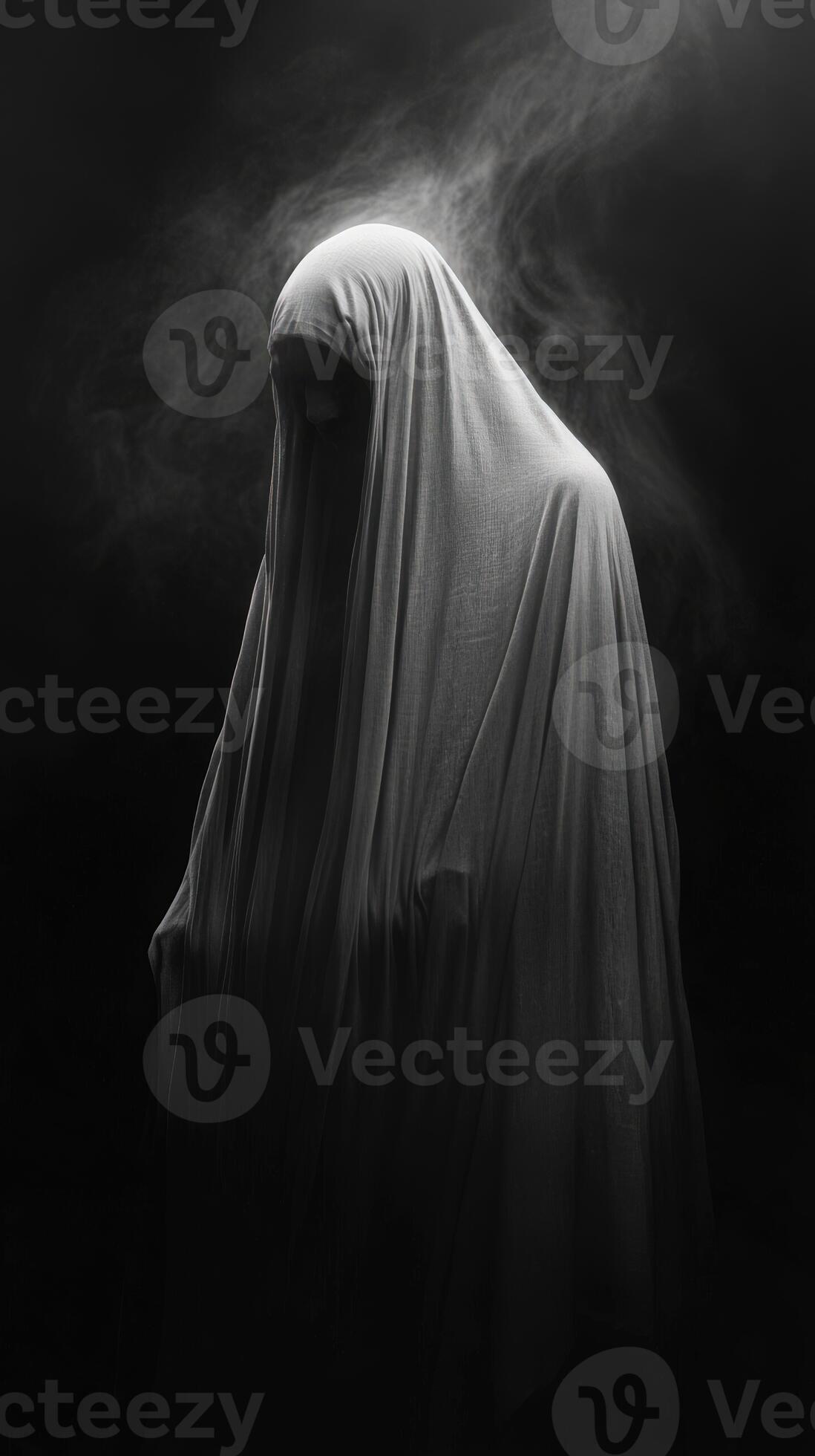 Mysterious figure shrouded in flowing fabric with ethereal ambiance 55090150 Stock Photo at Vecteezy