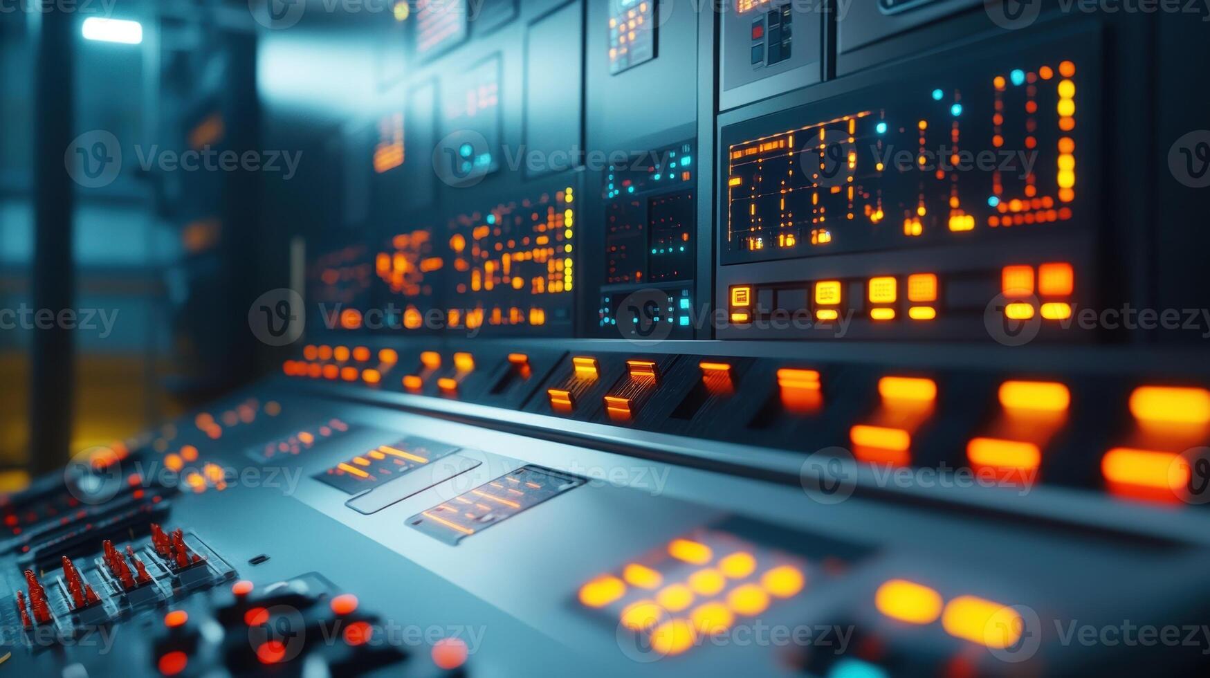 Futuristic control panel monitoring system showing data flow in server ... Futuristic control panel monitoring system showing data flow in server ...