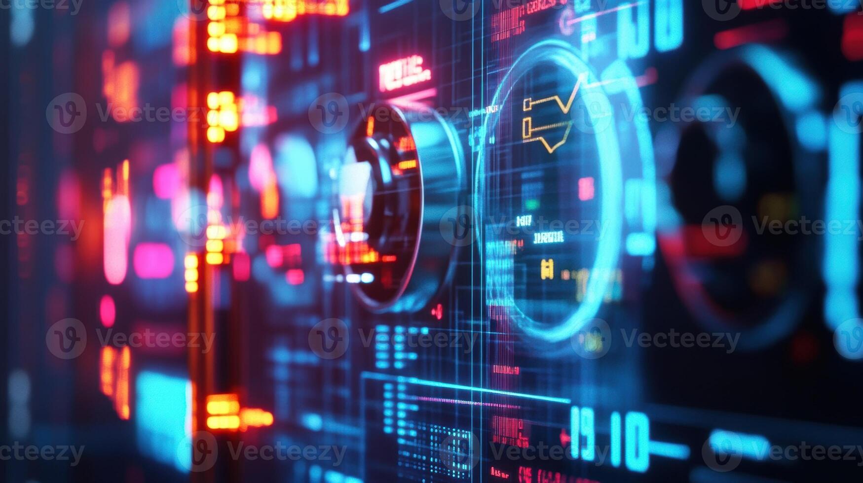 Futuristic head up display showing real time data analysis and performance metrics 55098515 ...