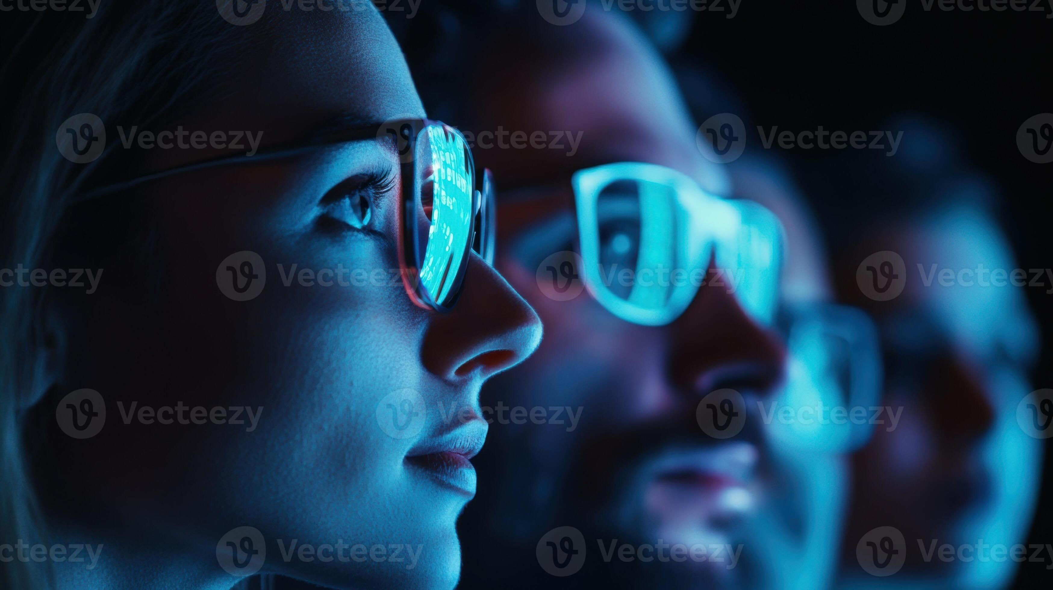 Programmers working together analyzing code reflecting in glasses in ...