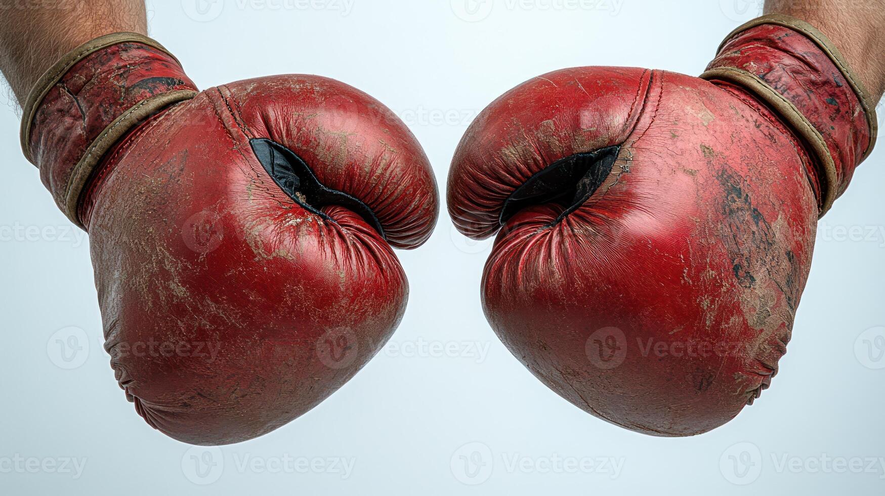 Two rugged red boxing gloves face off, embodying the fight and ... Two rugged red boxing gloves face off, embodying the fight and ...