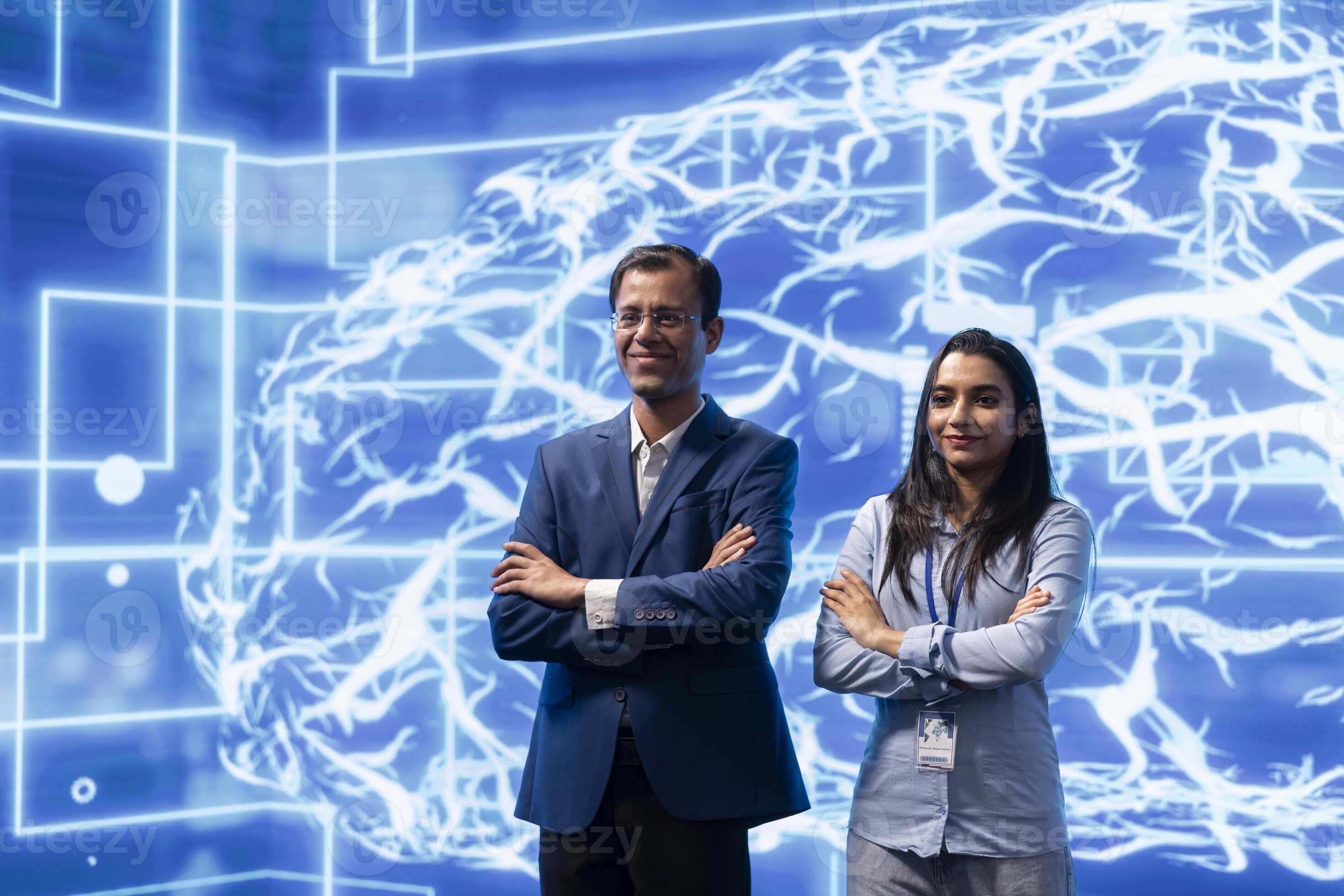 Portrait Of Employees Working With Ai Machine Learning Algorithms Admins Using Artificial