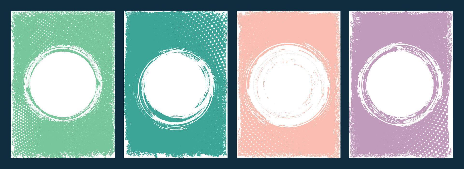 Set of Greenish and light purple color themed Grunge Brochure cover template design 55112923 ...