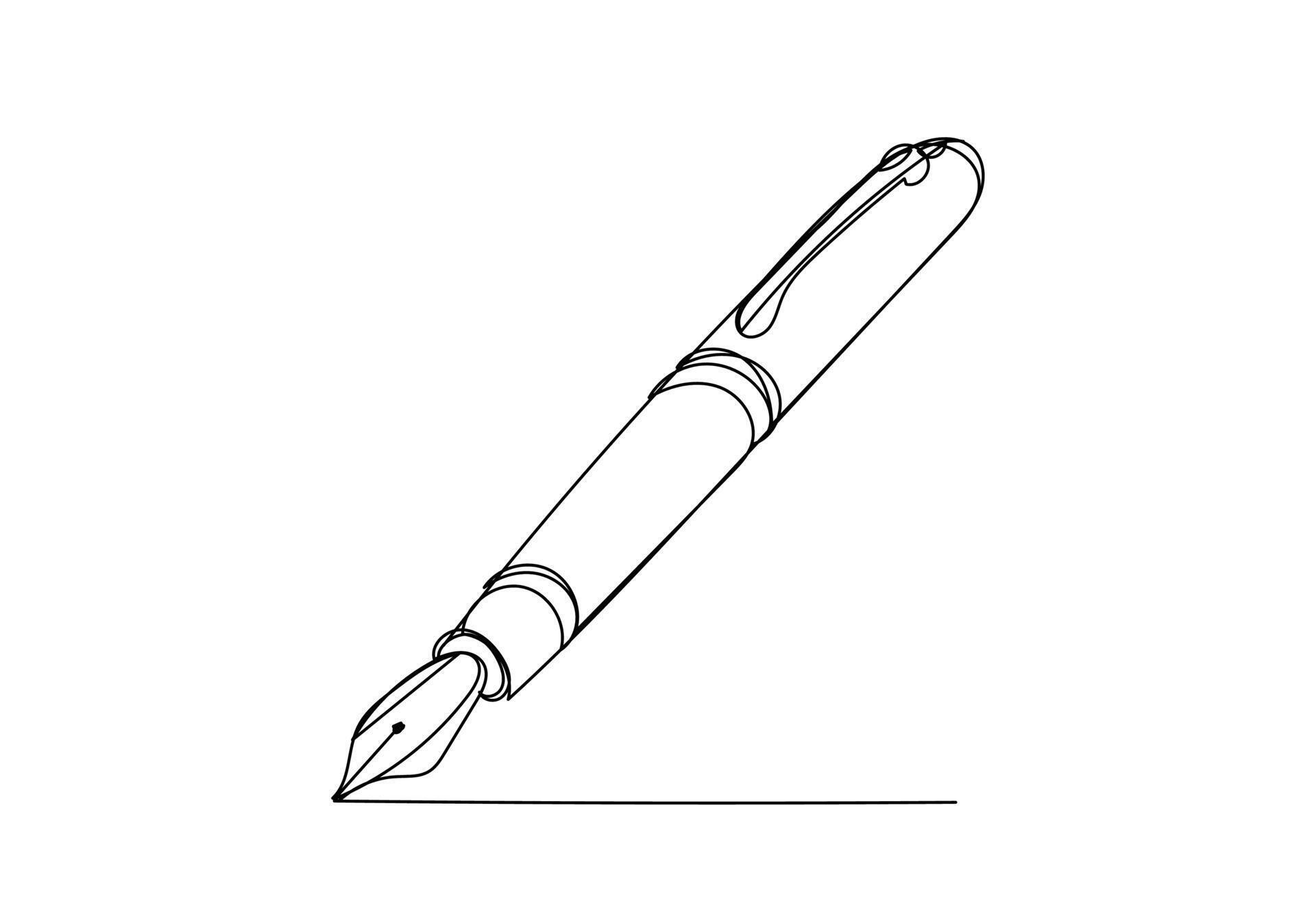 Elegant black fountain pen , line drawing style, illustration 55120417 ...