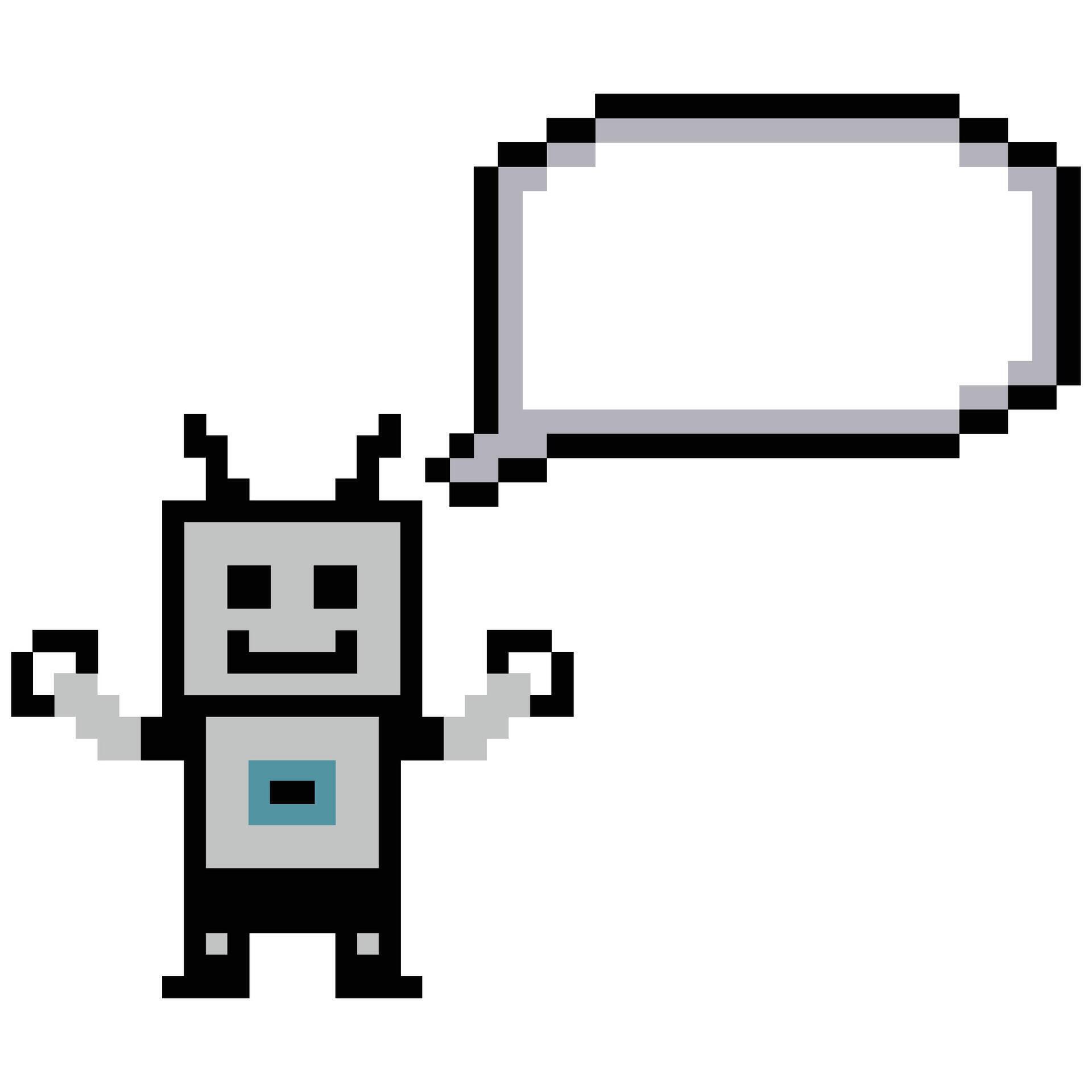 Pixel art robot AI with blank chat box robot machine 8 bit cartoon ...
