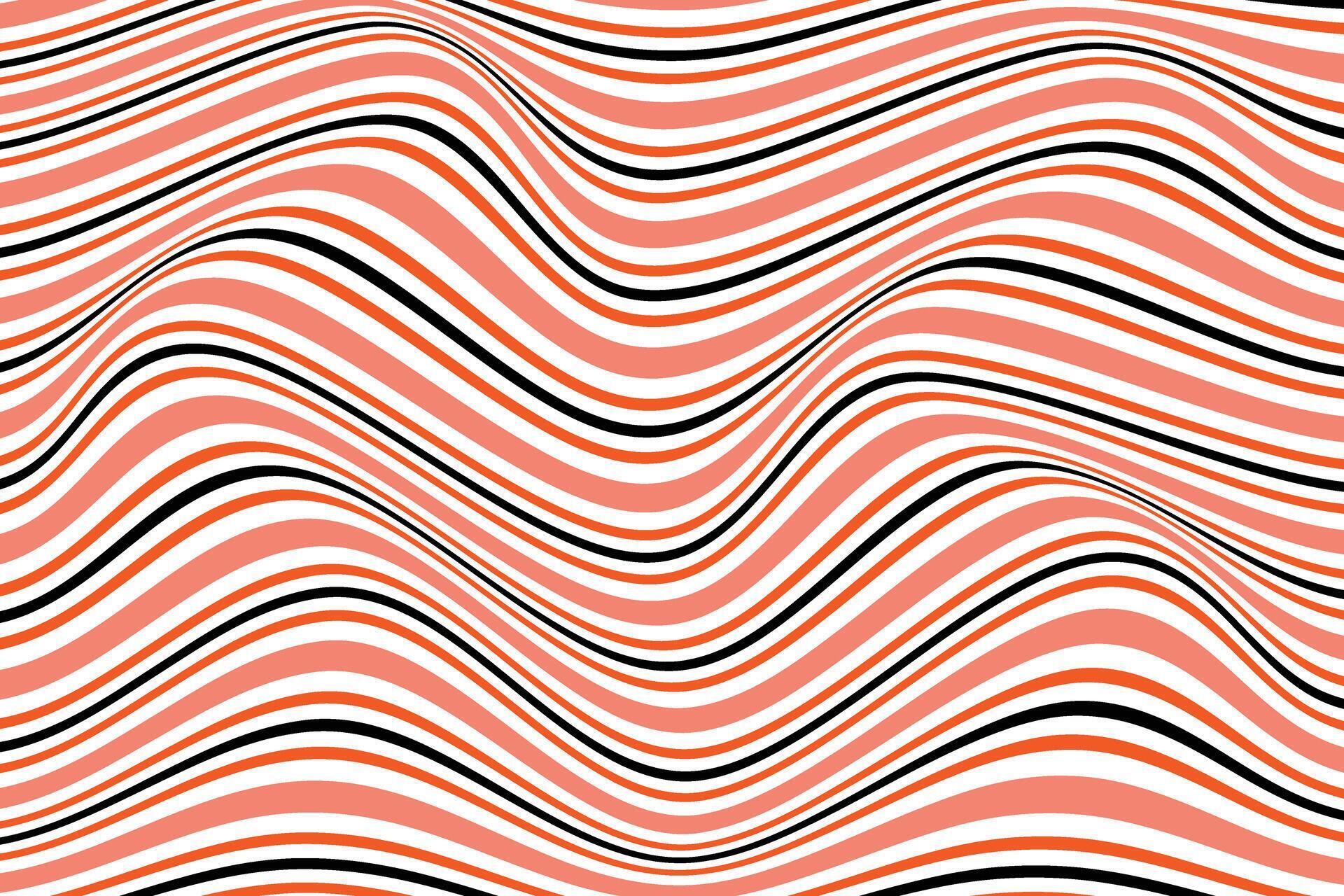 Simple Abstract Tomato Orange Black Color Creative Wavy Distort Line Pattern Wavy Lines Pattern
