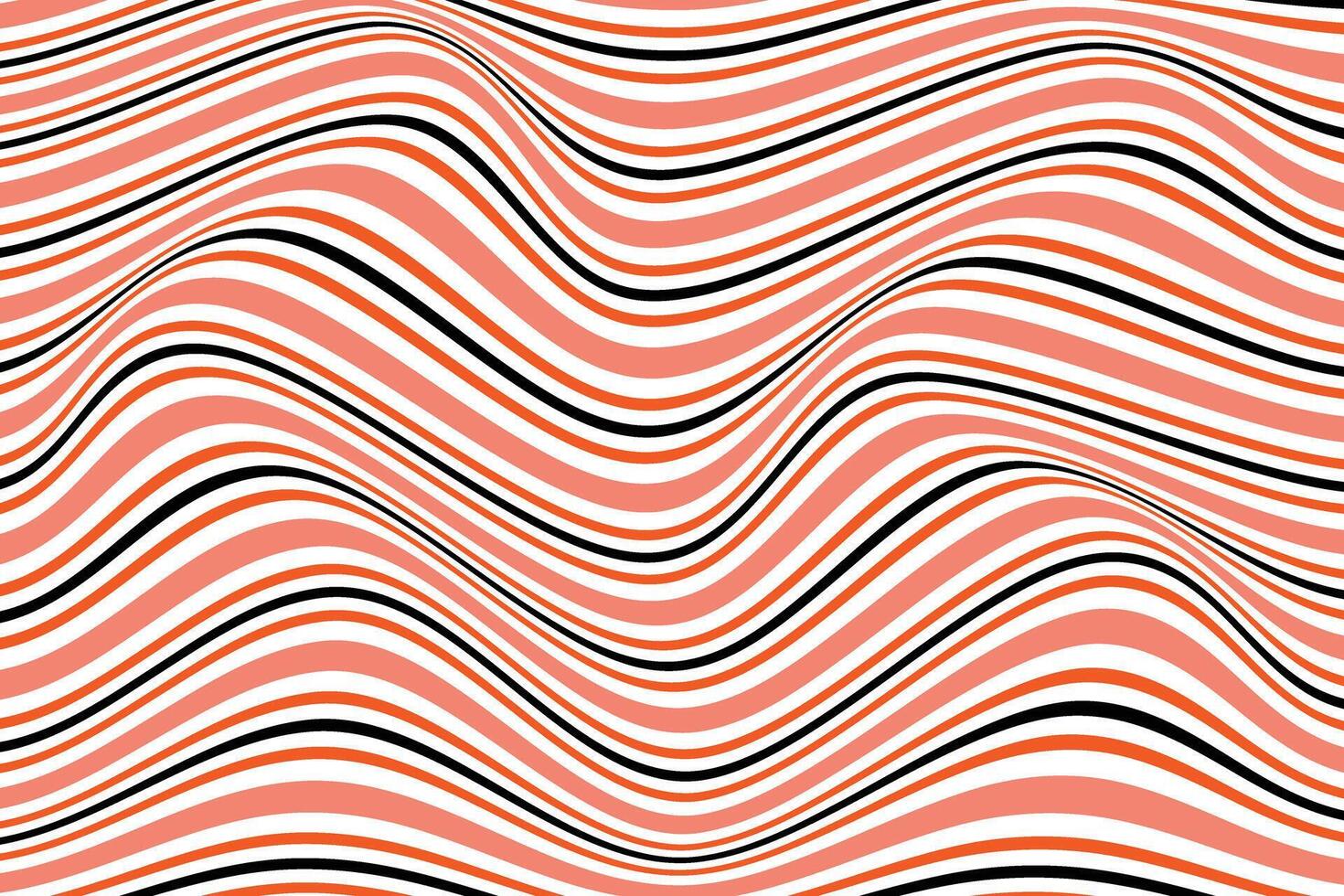 Simple Abstract Tomato Orange Black Color Creative Wavy Distort Line