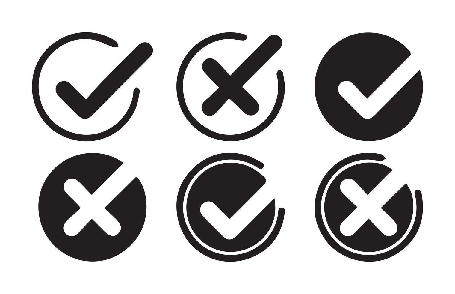 Check mark icon button set. Check box icon with right and wrong buttons and yes or no checkmark ...