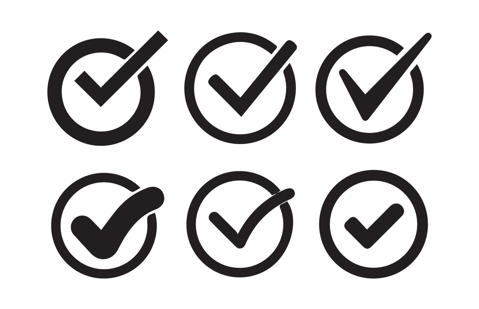 Check box icon with correct, accept checkmark icons tick box checked. Check mark icon symbols ...