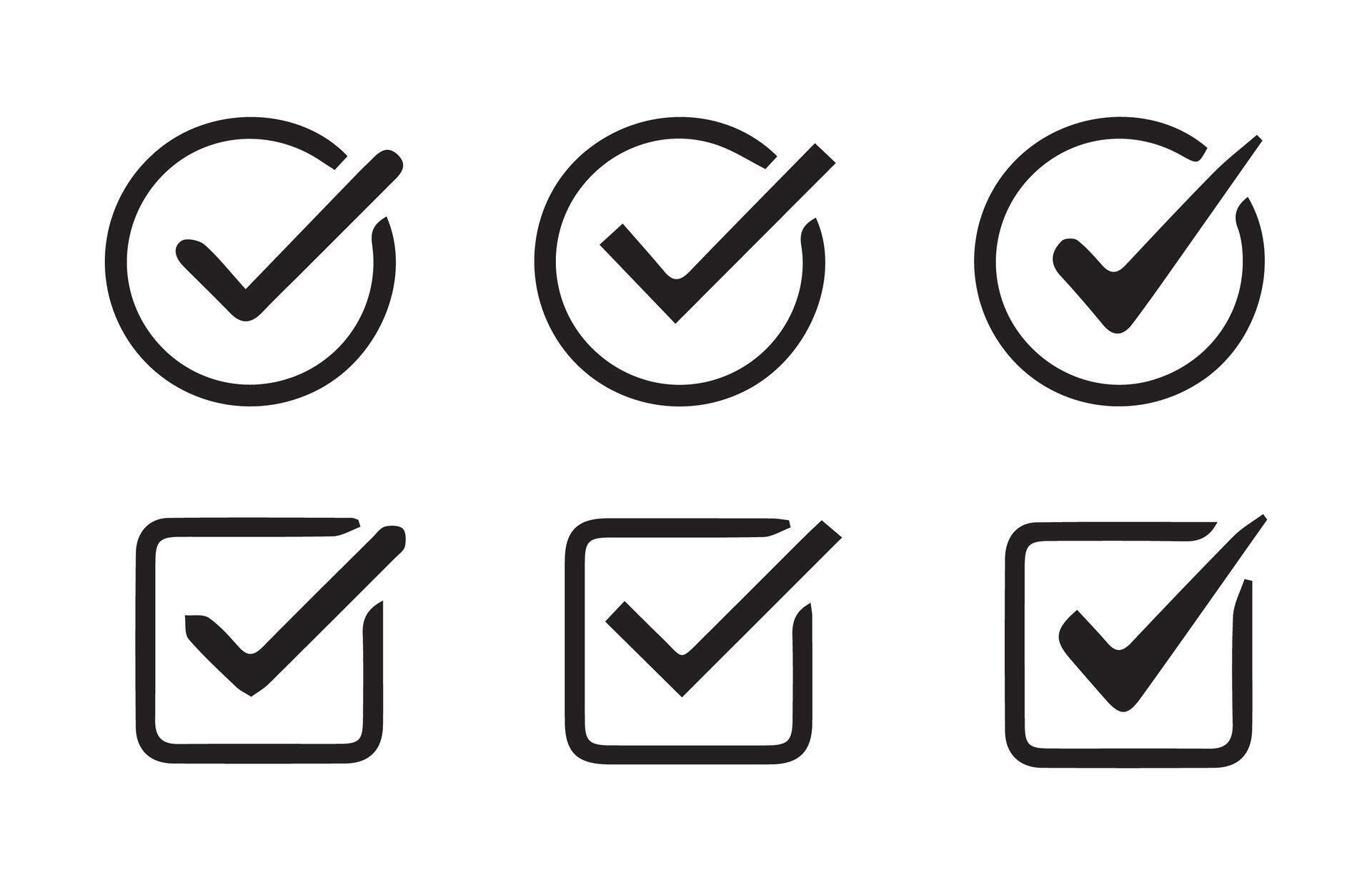checkmark icon set, approved symbol.check box icon with right or ...