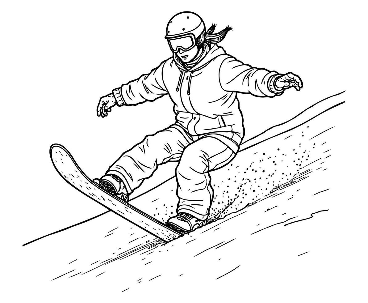 Illustration of Snowboarding coloring page 55125197 Vector Art at Vecteezy