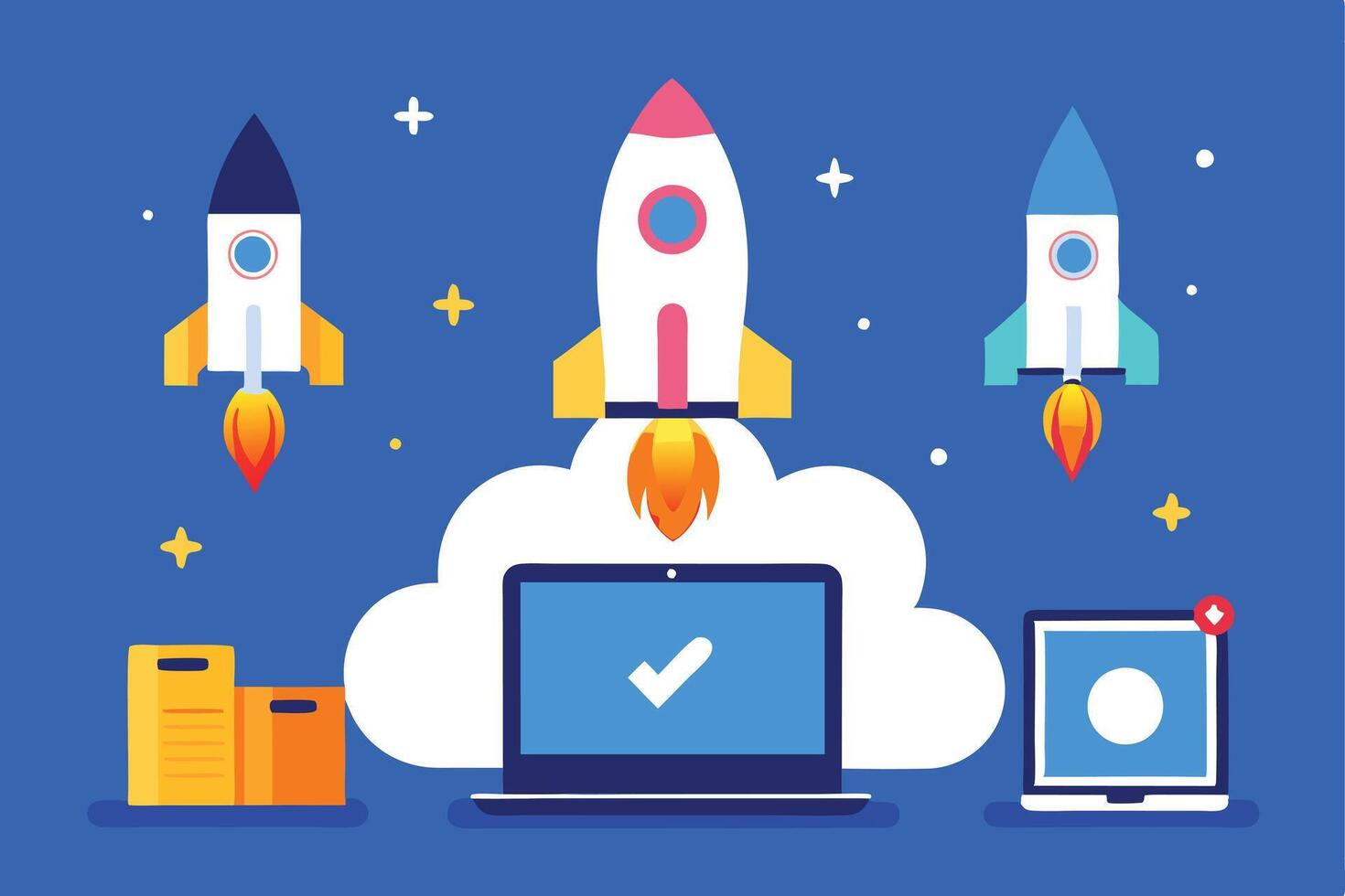 Cloud Computing Rocket Launch Digital Business Startup Success 55125576 Vector Art at Vecteezy