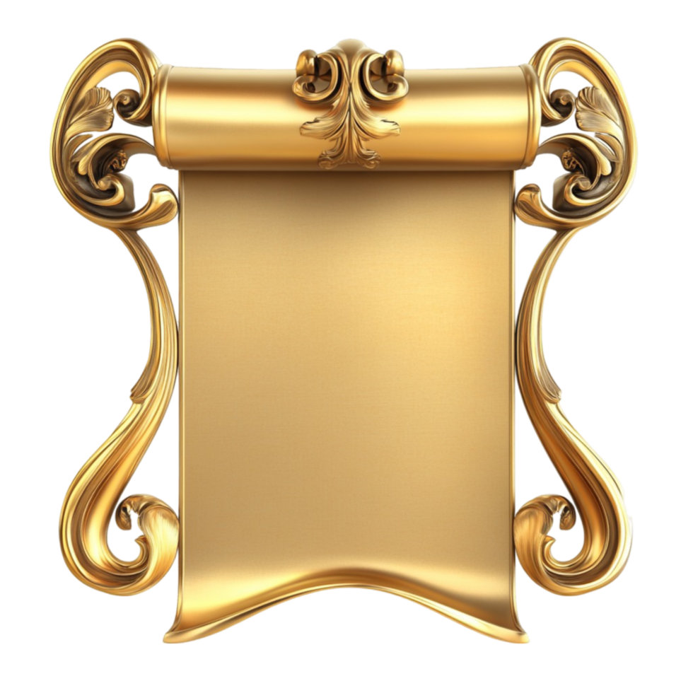 Gold Scroll Banner 55130004 PNG