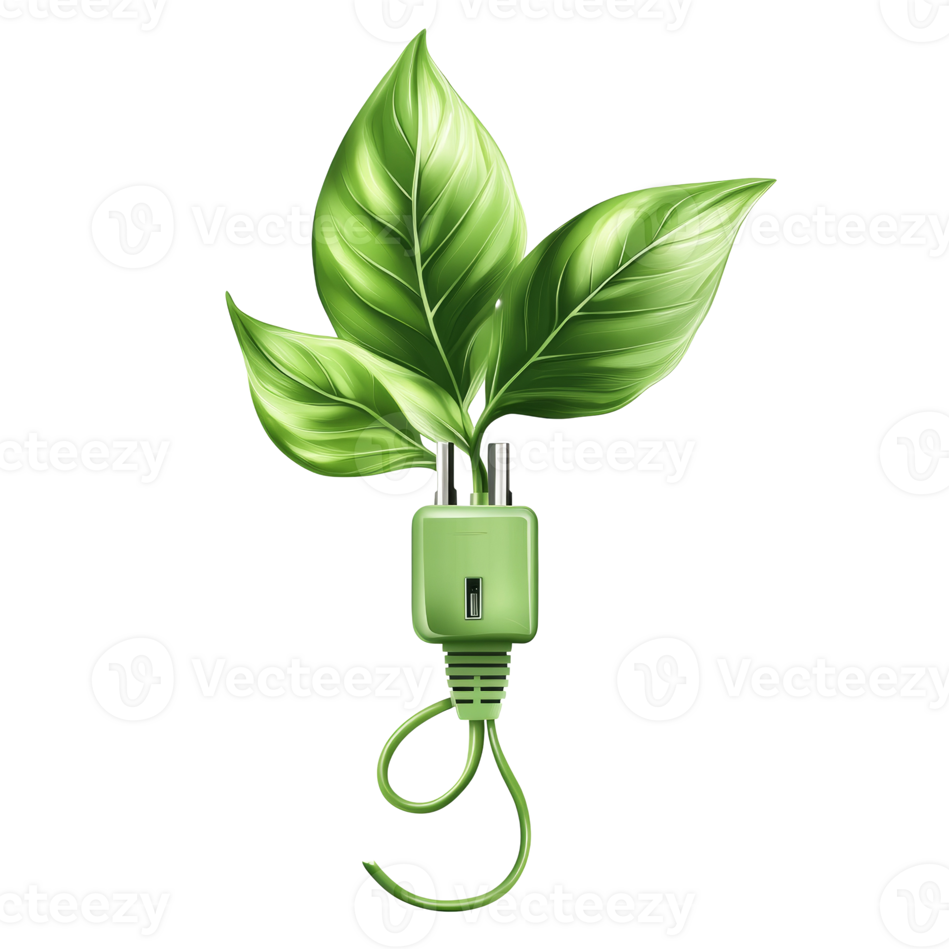 Green Leaves Growing From An Electrical Plug 55130737 PNG